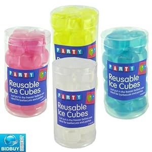 BRAND NEW 20 PC PLASTIC COLOURS REUSABLE ICE CUBES PACK - WASHABLE ...