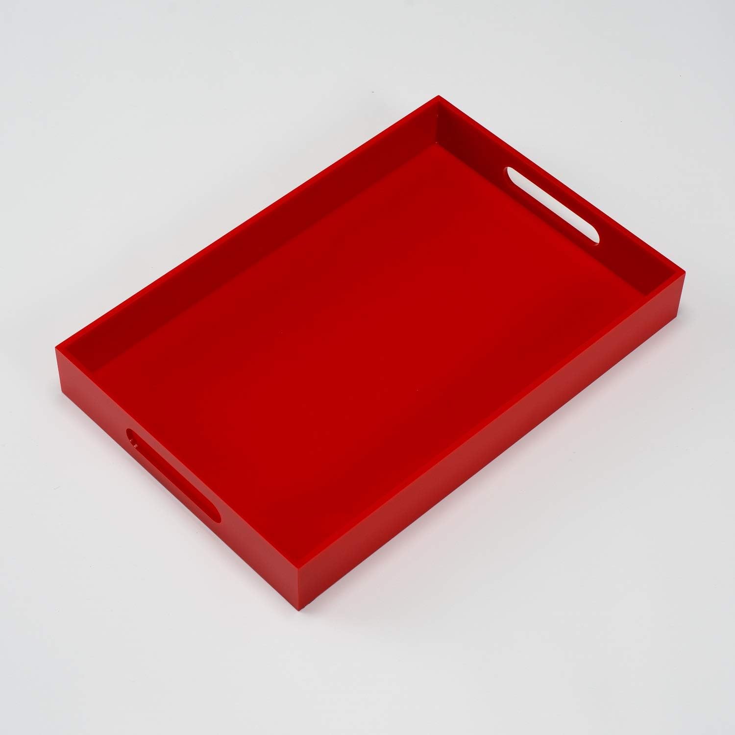 Amazon.com: Sturdy Red Acrylic Serving Tray with Handles-10x15Inch ...