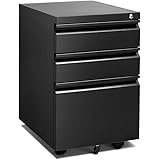 Amazon.com : AOBABO Steel 3 Drawer Mobile File Cabinet with Lock, Under ...