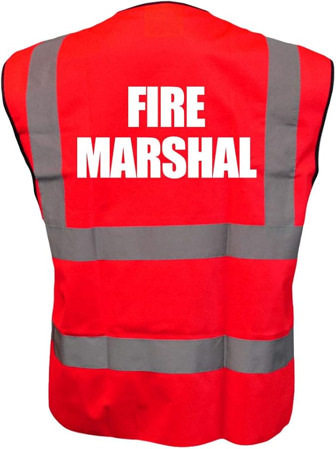 10 FIRE MARSHAL Red Hi Vis Viz Reflective Vest Waistcoat, Printed Front ...