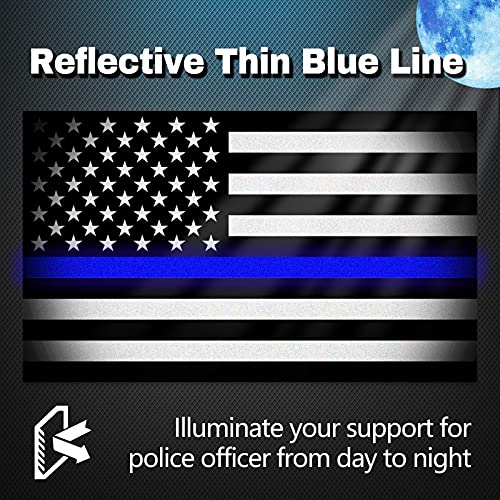 Reflective US Flag Decal Packs with Thin Blue Line for Cars & Trucks, 5 ...