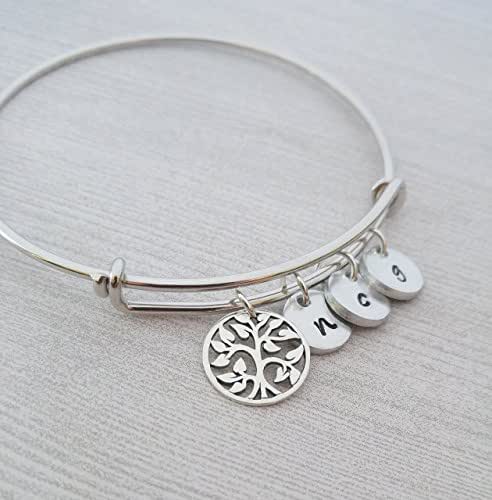 Amazon.com: Family Tree Bracelet, Personalized Bangle Bracelet, Tree of ...