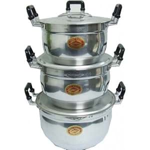 Amazon.com: Thai Aluminum Pot Set Crocodile Brand 16-20cm.: Stockpots ...
