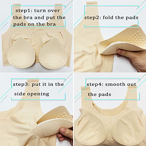 Prettywell Bra Pads Inserts, 2 Pairs Latex Bras Inserts for Sports Bras ...