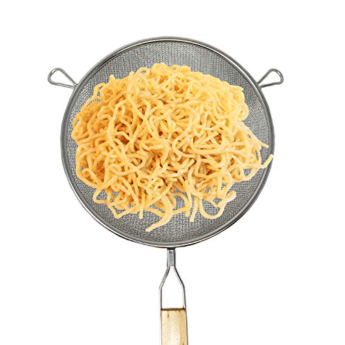 Huji Stainless Steel Fine 8" Double Mesh Food Strainer Colander Sieve ...