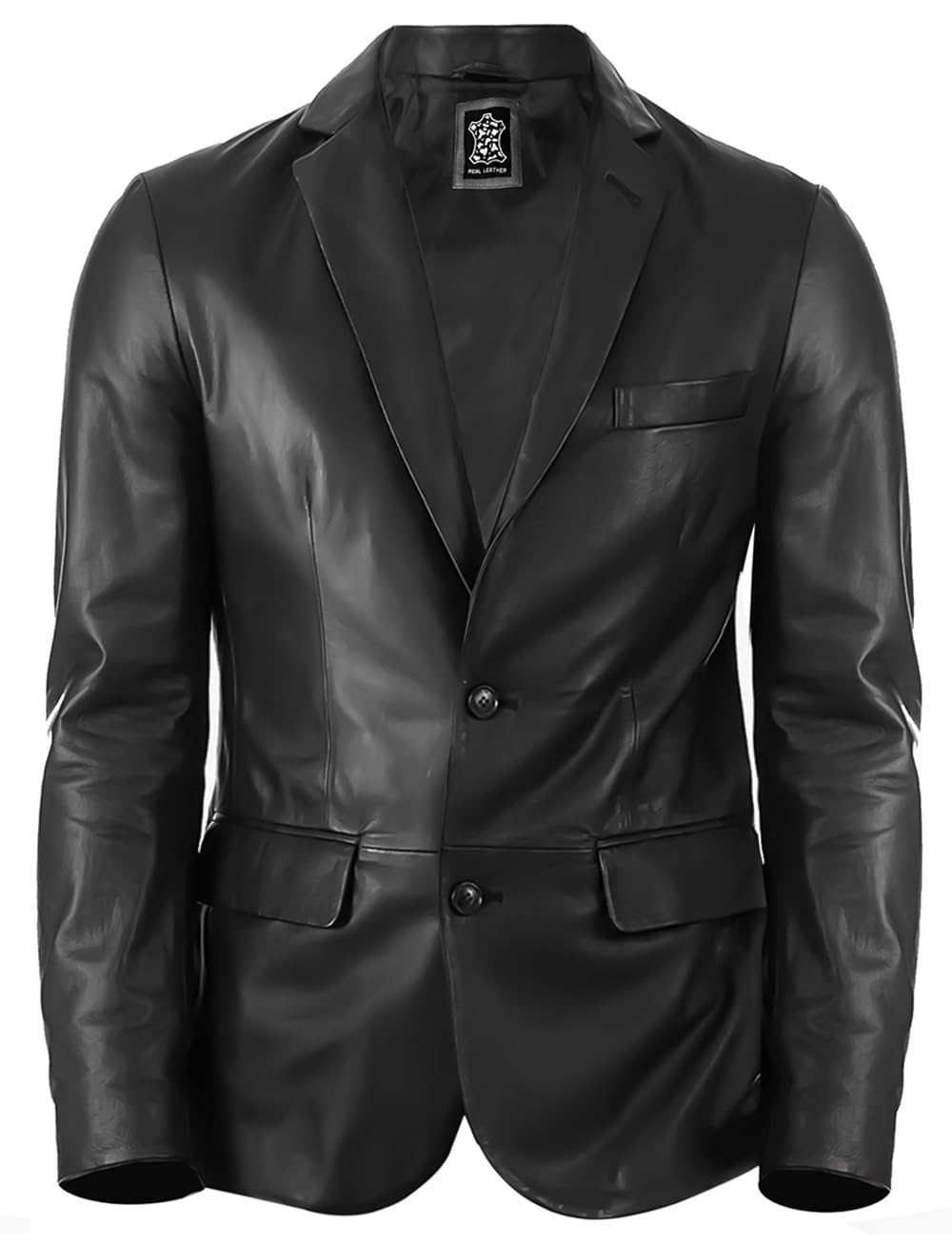 LUSH HIDES Smooth Lambskin Mens Leather Blazer 2 Button Sport Coat- Premium Stitching Real ...