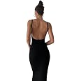 Women Backless Maxi Tank Dress Bodycon Sexy Open Back Hollow Long ...
