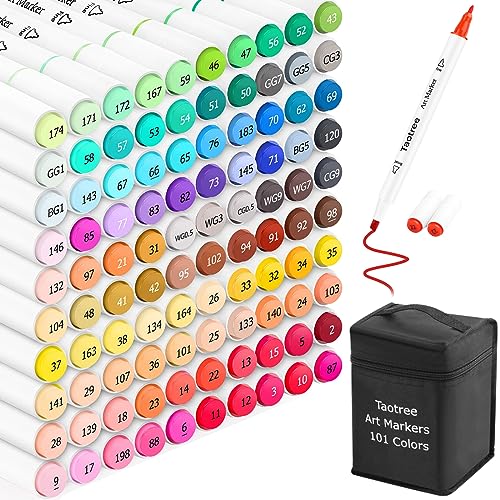 Taotree Alcohol Markers, 101 Colors Artist Markers Pens Set, Dual Tips ...