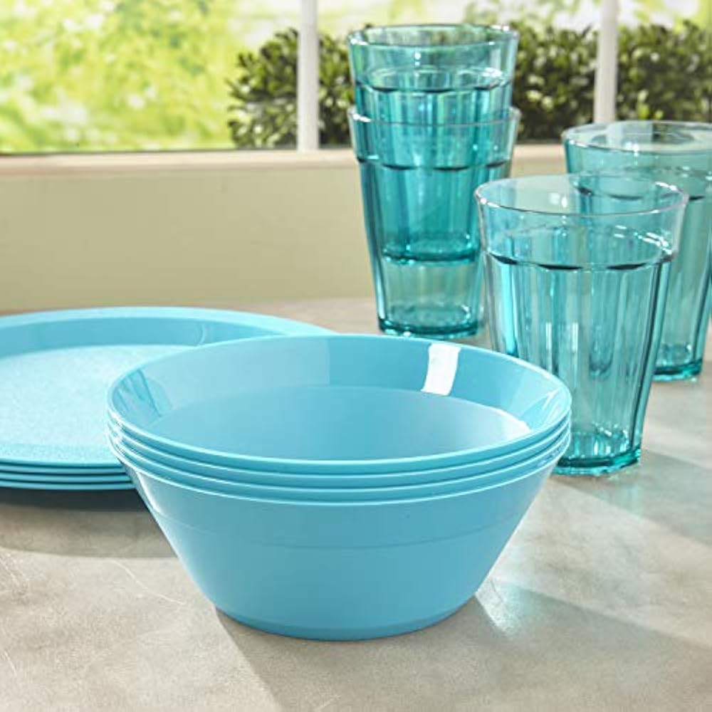 Cambridge Plastic Plate Bowl Tumbler Dinnerware 12 piece Set Teal cambridge-plastic-plate-bowl-tumbler-dinnerware-12-piece-set-teal
