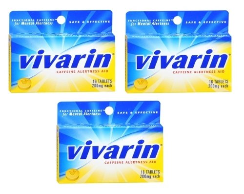Vivarin Caffeine Alertness Aid 200mg Fast Acting: 3 Packs of 16 Tablets ...