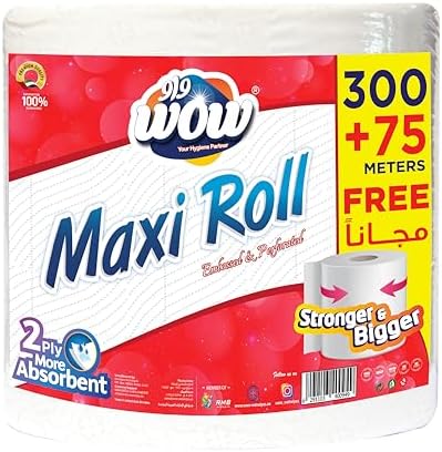 WOW Maxi Roll Embossed 375meter 2ply FREE, 938 Sheets price in UAE ...