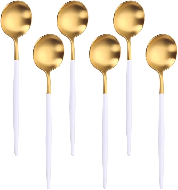 Matte Gold Dinner Spoons, 6 Pieces Stainless Steel Spoons for Home ...