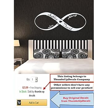 Custom Wall Decals Infinity Sign Heart Symbol Decal Family Name Sticker ...