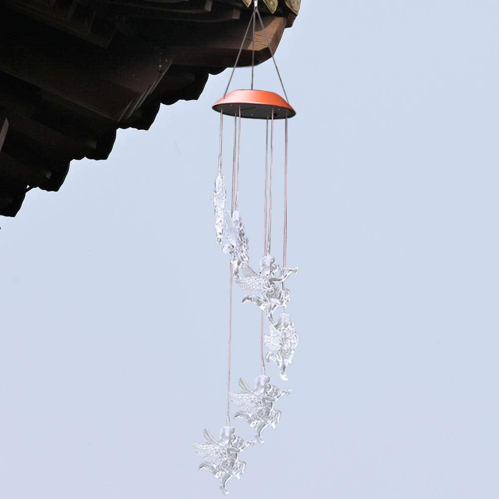 Amazon.com : Uonlytech 1pc Angel Wind Chimes Solar Mobile LED Color ...