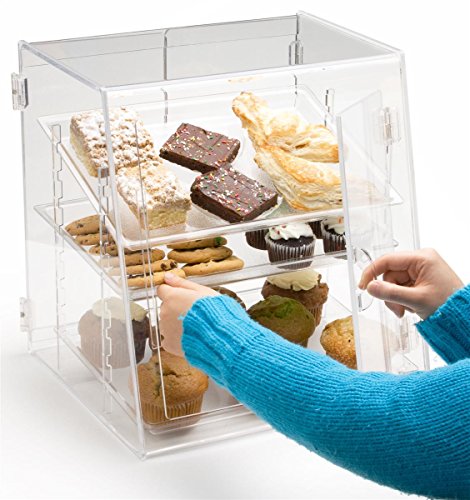 Clear Acrylic Pastry Case with 3 Removable Trays, Front and Rear Doors ...