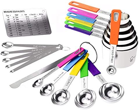 CuttleLab 22-Piece Stainless Steel Measuring Cups and Spoons Set, Tad ...