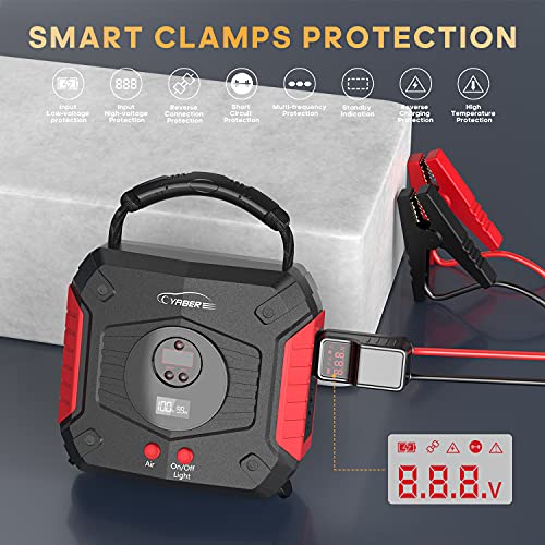Jump Starter with Air Compressor, YABER 150PSI 3000A 24800mAh Car ...