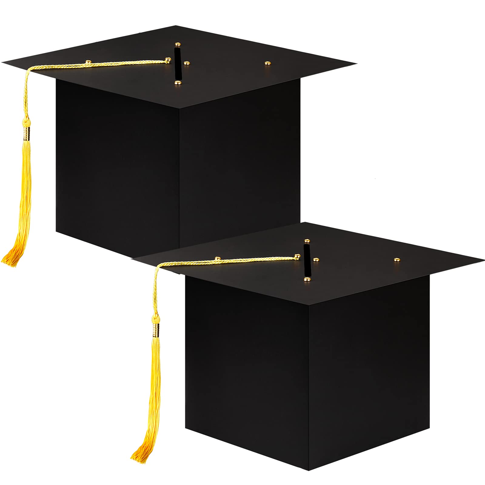 Gejoy 2 Packs 2025 Graduation Cap Shaped Card Box with Tassel Black ...