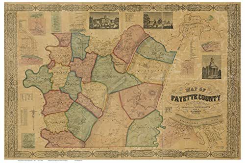 Amazon.com: Fayette County Pennsylvania 1858 - Wall Map with Homeowner ...