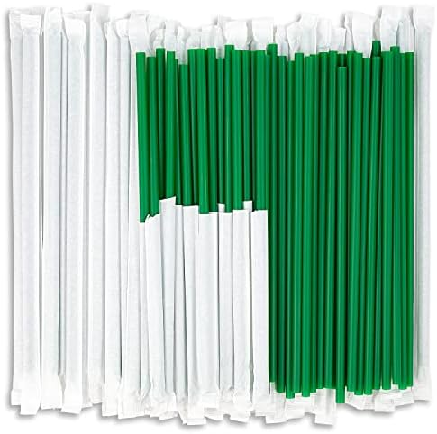 DuraHome Green Plastic Straws Individually Wrapped 1000, Long 10.25 ...
