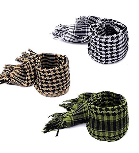 Plaid Keffiyeh Scarf Wrap Cotton Shemagh Long Scarves Military Tactical ...