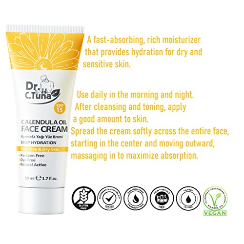 FARMASI Dr. C. Tuna Calendula Oil Face Cream, Deep Hydration and ...
