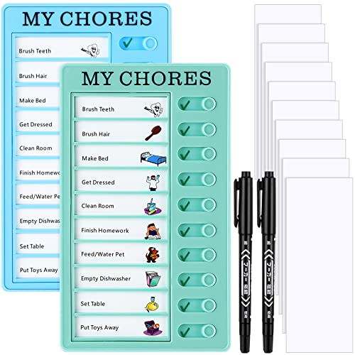 2 Pieces Checklist Board Chores Chart for Kids Detachable Message Board to Do List DIY Plastic ...