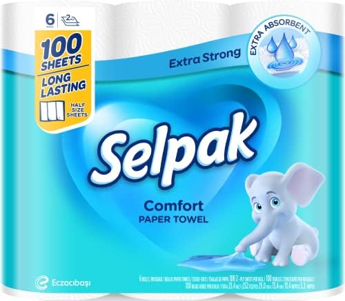 Selpak | Comfort Long Lasting 2 Ply Kitchen Paper Towel Roll | 6 Rolls ...