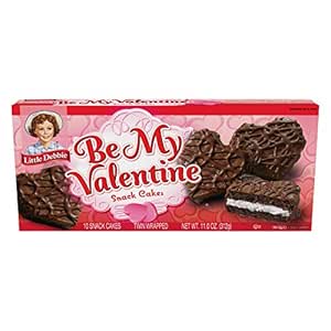 Little Debbie Valentine Cakes (Chocolate), 1 Box, 5 Twin Wrapped ...