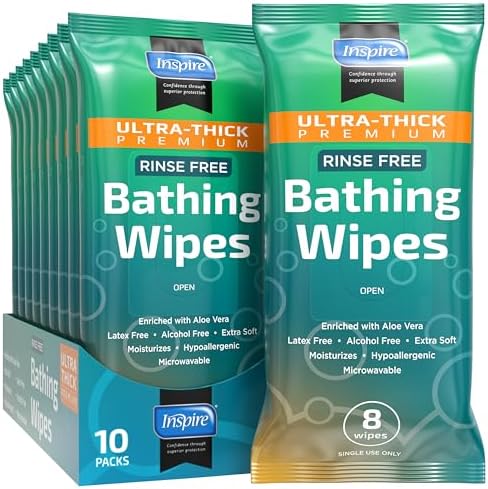 Inspire Ultra Thick Rinse-Free Bath Towels | Shower Towels - Flush-Free ...