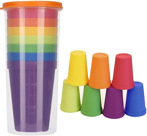 Amazon.com | Kids Cups 7PCS 7OZ and 1PC 20OZ Plastic Cups Reusable ...
