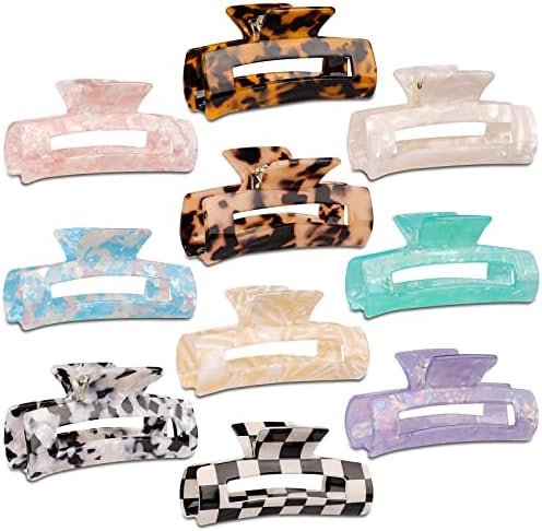 Magicsky 10 Pcs Hair Claw Clips for Women, Opal Marble Tortoise Acrylic ...