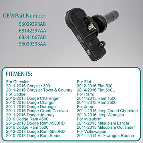 HQPASFY Sensor de presión de neumáticos 433 MHz TPMS 5 piezas de ...