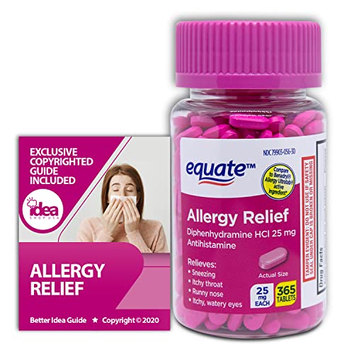 Equate Allergy Relief Tablets with Diphenhydramine HCl 25mg ...
