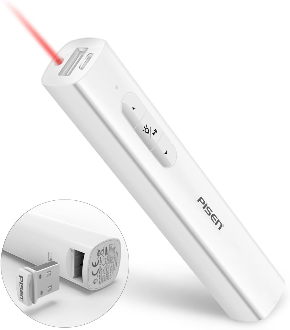 PISEN Presentation Clicker, 2-in-1 Wireless USB PowerPoint Clicker and ...