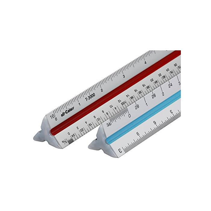 Buy 12" Architect Scale Ruler Imperial Solid Aluminum Body Color-Coded ...