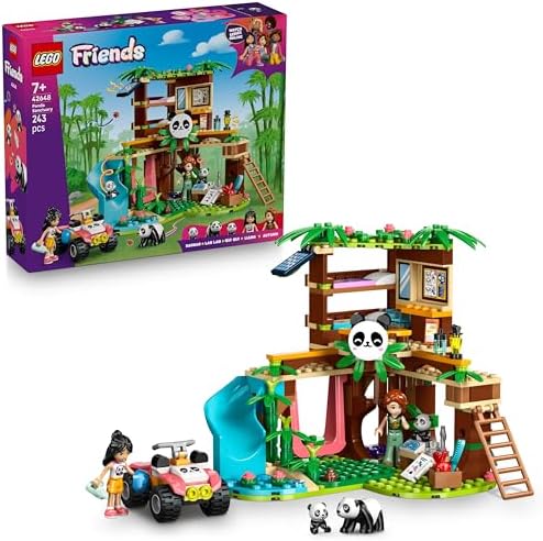 LEGO Friends Panda Sanctuary Animal Care Toy with a Tree House, Quad ...