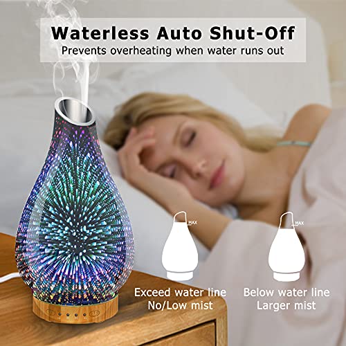 T-SUN Essential Oil Diffuser, 120 ml 3D Glass Aromatherapy Ultrasonic ...