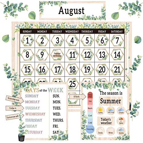 Boho Greenery Calendar Bulletin Board Set Simply Eucalyptus CTP ...