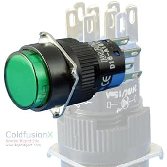 Green SPDT Push Button (Momentary) Switch w/ light: Electronic ...