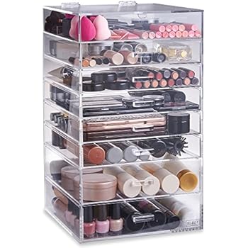 Amazon.com: GlamoureBox Acrylic Cosmetic Cube Organizer Makeup Case 7 ...