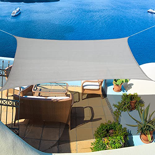 Shade&Beyond Sun Shade Sail Rectangle Canopy Light Grey 10' x 15' Sail Shade Sun Shades for ...