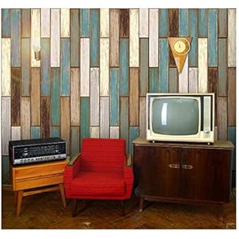wall26 - Vertical Retro Earthy Colored Wood Textured Paneling Pattern ...