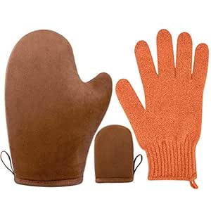 Amazon.com: 3 pack Self Tanning Mitt Applicator Kit and Exfoliating ...