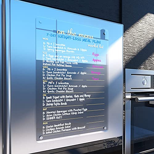 Magnetic Dry Erase Board Menu Clear Acrylic Whiteboard Menu 17"x12 ...