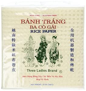 Amazon.com : 2 Packs Square Three Ladies Rice Paper Wrappers (22cm ...