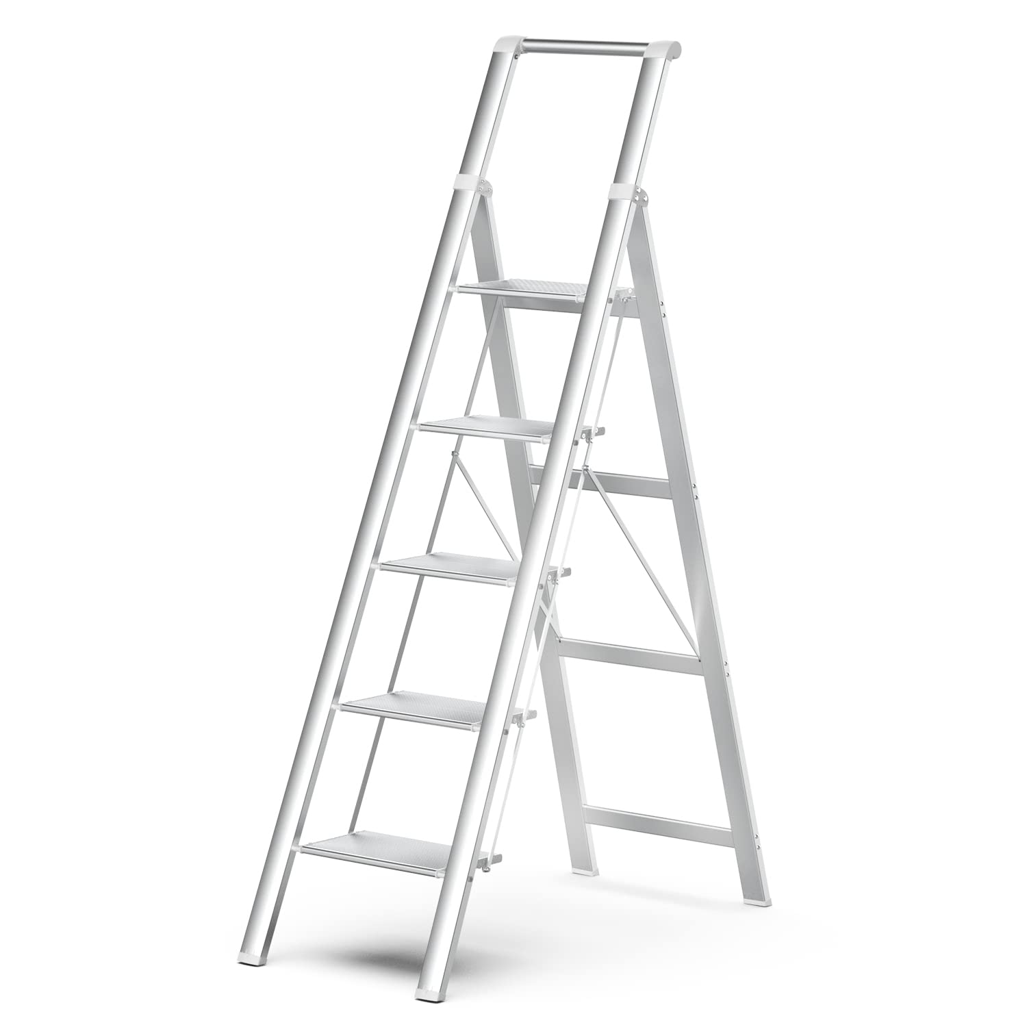 SOLADDER 5 Step Ladder, Folding Step Stool with Handgrip and Anti-Slip ...