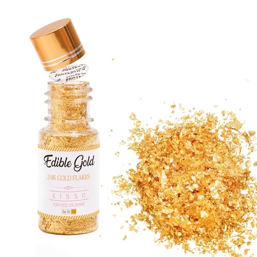 Edible Gold Flakes, 100mg 24k Drink Glitter Edible Powder, Pure Gold ...