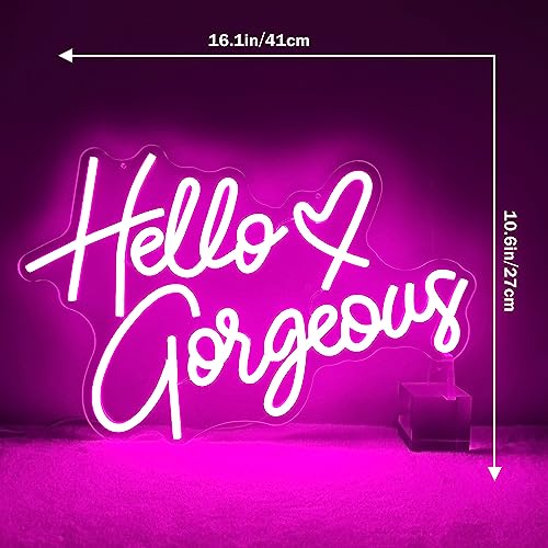 Hello Gorgeous Neon Sign Dimmable LED Signs For Wall Decor Pink Neon ...