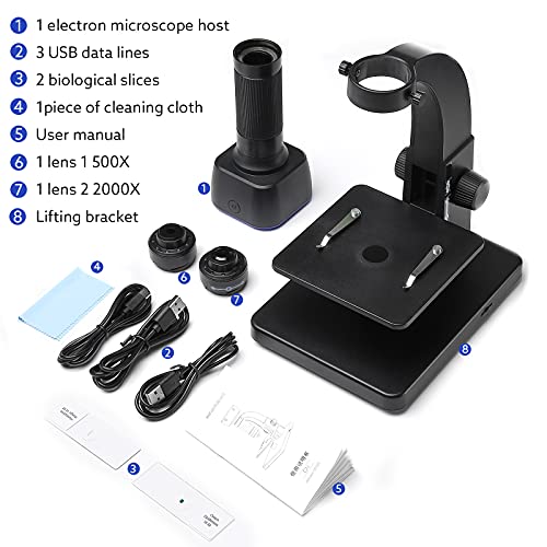 2000X HD Digital Microscope WiFi, USB Biological Microscope with ...